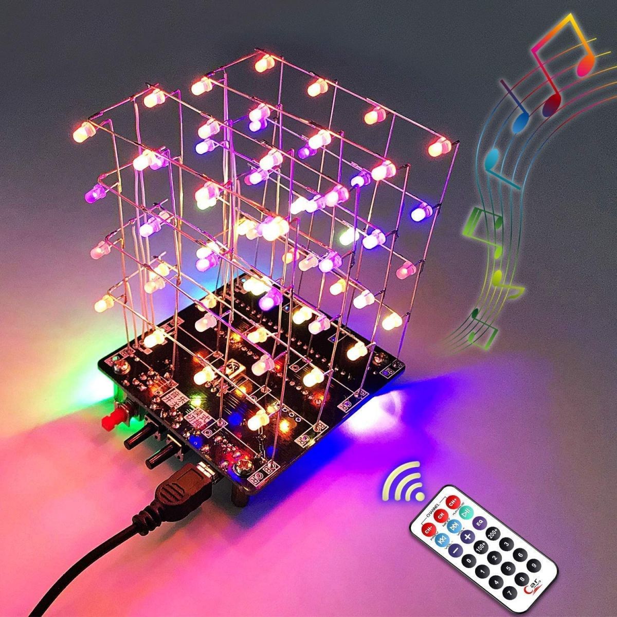 3D Light Cube 4x4x4 RGB LED Light DIY Kit from ICStation on Tindie